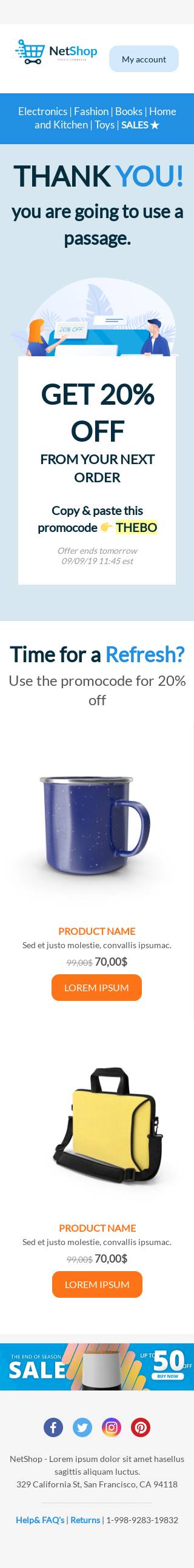 Promocode | E-commerce Set Email Template for Others - BEE Free