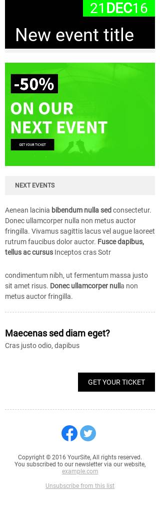 Green Events - Coupon | Events Email Template for Travel & Leisure ...