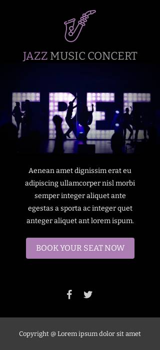 Jazz Concert | Events Email Template for Travel & Leisure - BEE Free